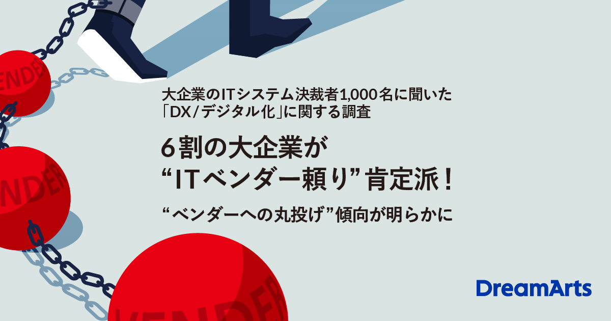 大企業に聞いた「DX/デジタル化」に関する調査、6割が「ITベンダー頼り」―ドリーム・アーツ|HRzine