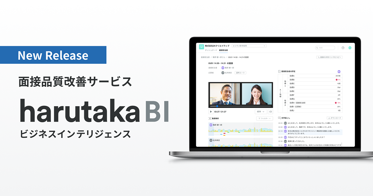 面接品質改善サービス「harutaka BI」を提供開始 面接動画をAIが解析—ZENKIGEN|HRzine