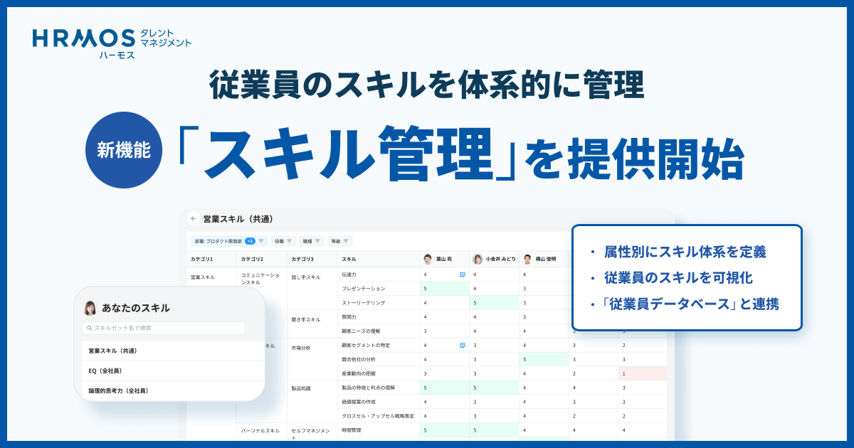 HRMOSタレントマネジメントにて「スキル管理」機能をリリース—ビズリーチ|HRzine